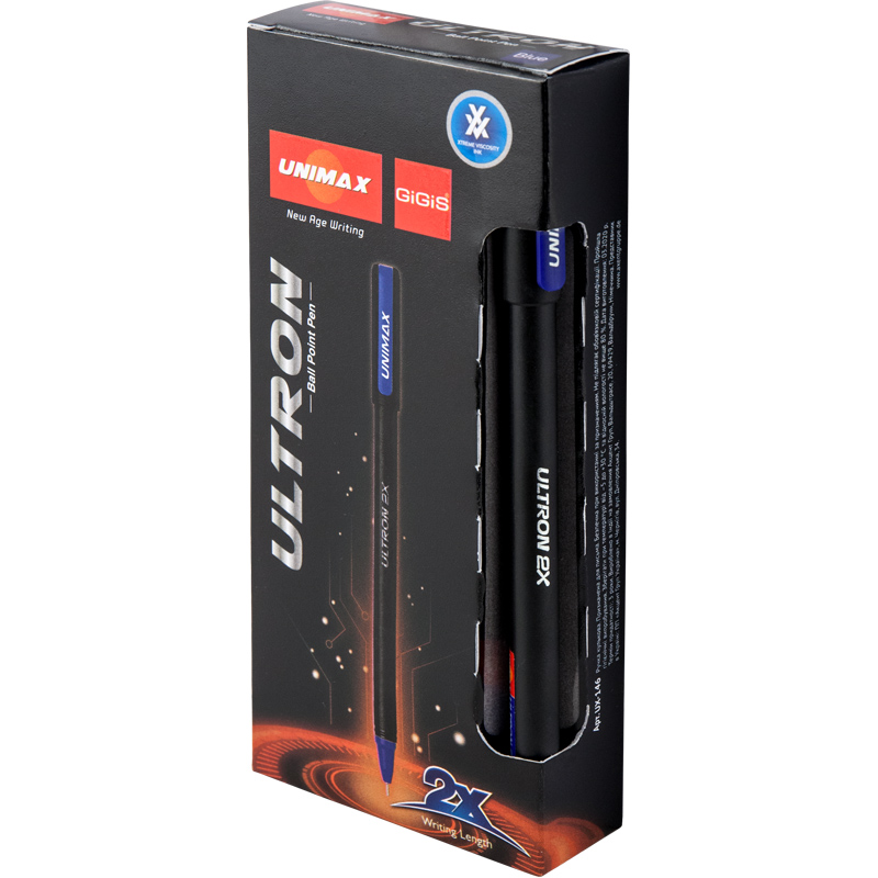 Ручка кулькова Ultron 2x, чорна